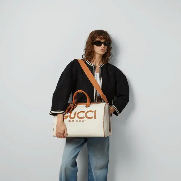 Gucci Logo Printed Large Duffle Bag