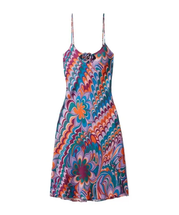 RODARTE Embellished Printed Woven Dress - Blue