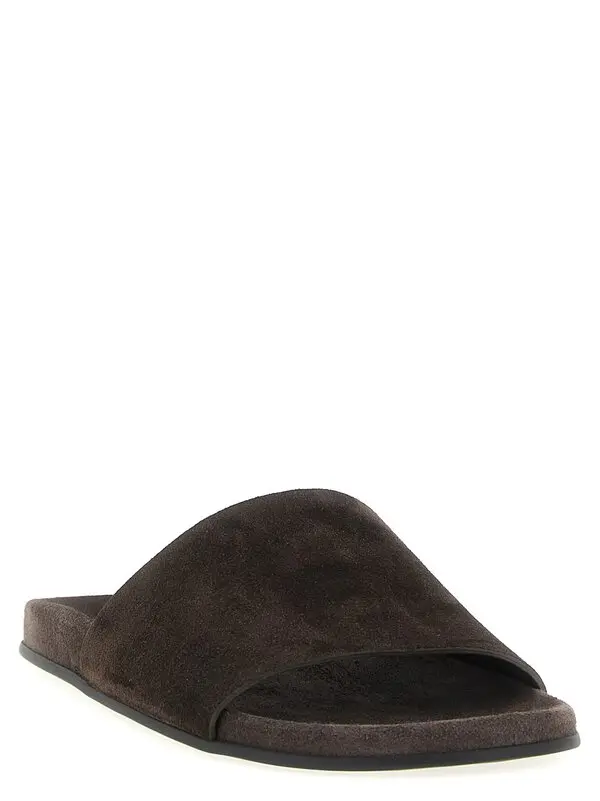 THE ROW Hugh Suede Slip-on Slides