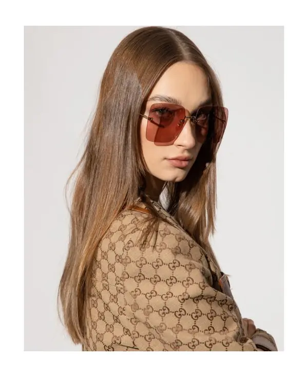 Gucci Square Frame Rimless Sunglasses
