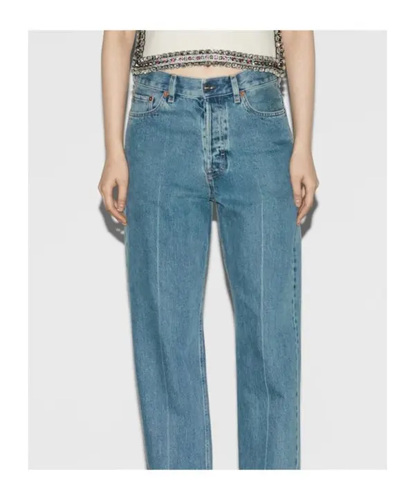Gucci Logo Patch Low-rise Straight-leg Jeans