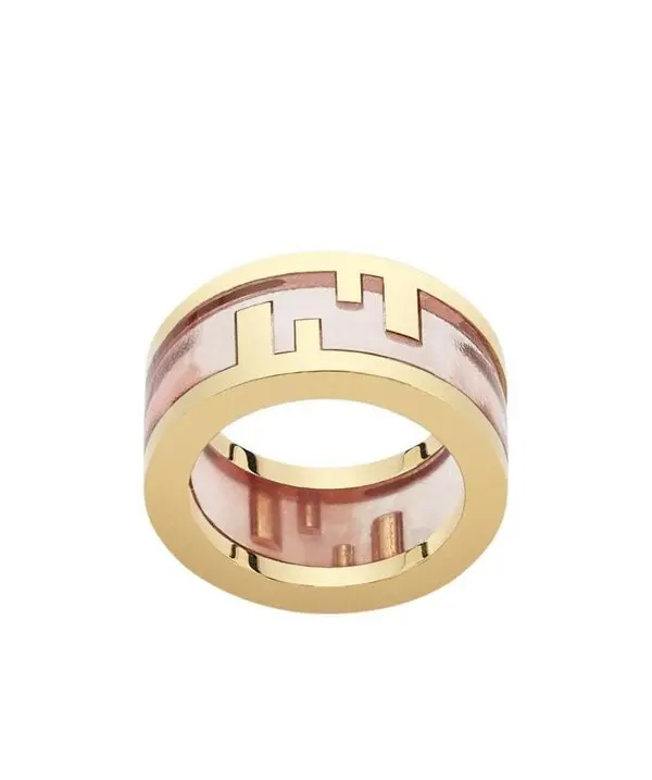 Fendi O'lock Pattern Wide Ring - Yellow