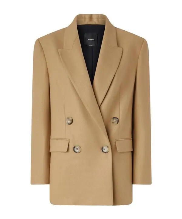 Pinko Double-breasted Collared Button-up Jacket - Nude