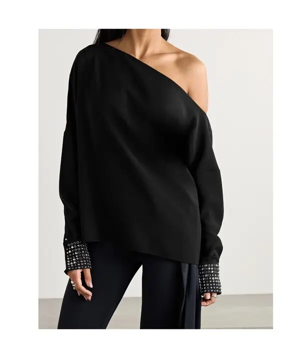 16Arlington Volante Off-the-shoulder Blouse With Crystal Embellishments