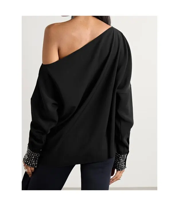 16Arlington Volante Off-the-shoulder Blouse With Crystal Embellishments
