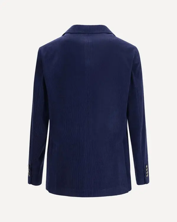 Brunello Cucinelli Double Breasted Notched Lapel Jacket - Blue