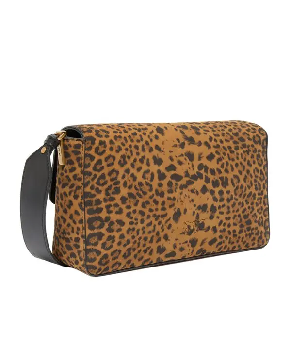 Pinko Leopard Printed Shoulder Bag With Love Birds Plaque - Brown
