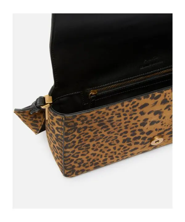 Pinko Leopard Printed Shoulder Bag With Love Birds Plaque - Brown