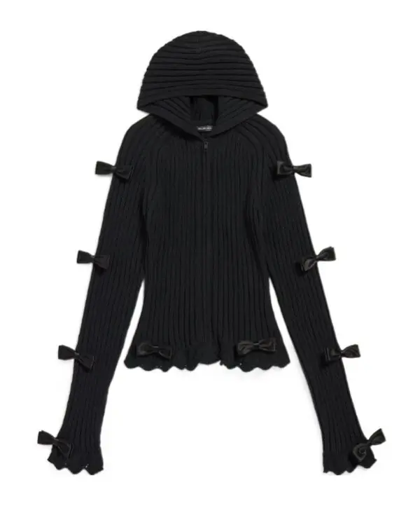 Balenciaga Fitted Bow Zip Hooded Sweater