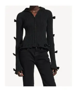 Balenciaga Fitted Bow Zip Hooded Sweater