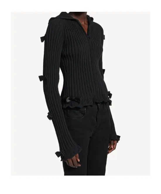 Balenciaga Fitted Bow Zip Hooded Sweater