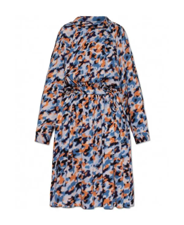 Kenzo Abstract Print Long-sleeve Midi Dress - Multicolor