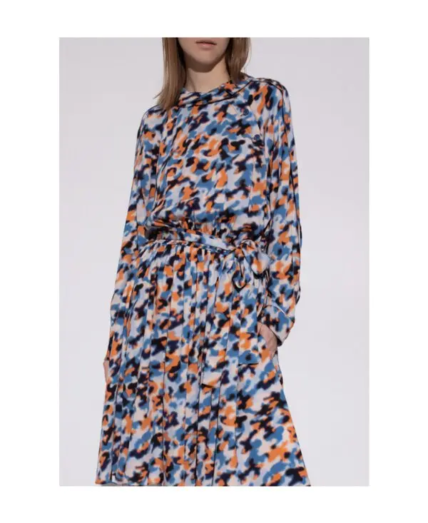 Kenzo Abstract Print Long-sleeve Midi Dress - Multicolor