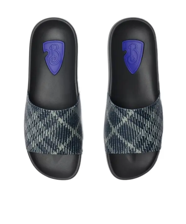 Burberry Checked Slip-on Slides - Black/calico