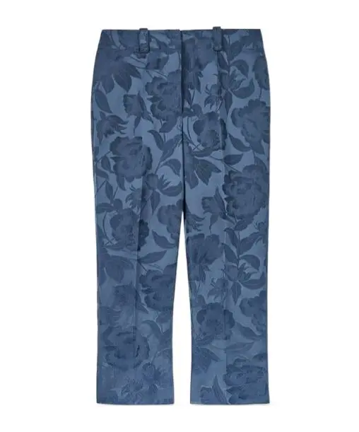 Kenzo Peonies Cropped Jacquard Pants - Blue