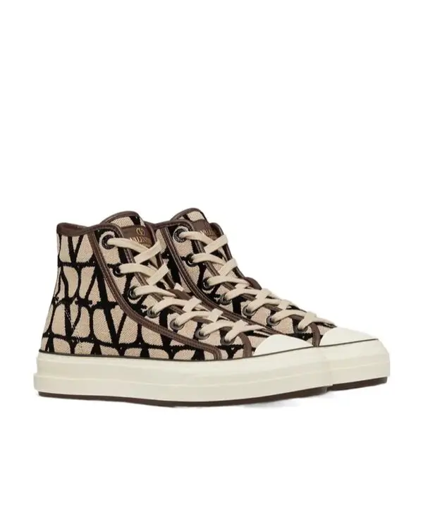 Valentino Garavani Toile Iconographe High-top Lace-up Sneakers