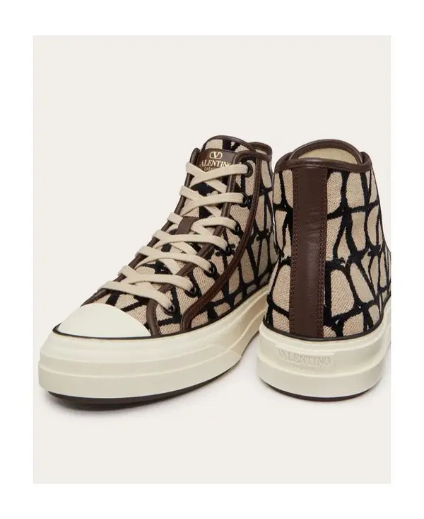 Valentino Garavani Toile Iconographe High-top Lace-up Sneakers