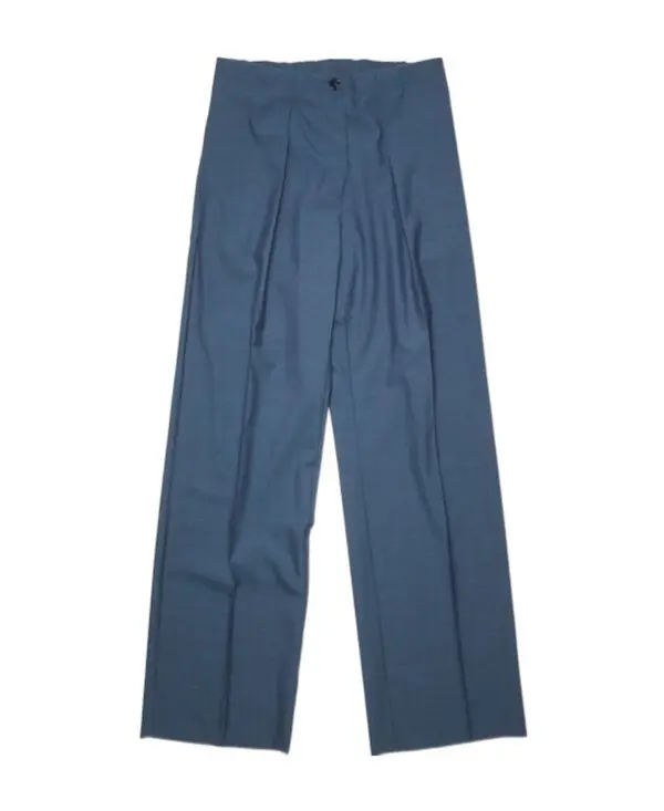 Acne Studios Wool Pleated Wide Leg Trousers - Blue