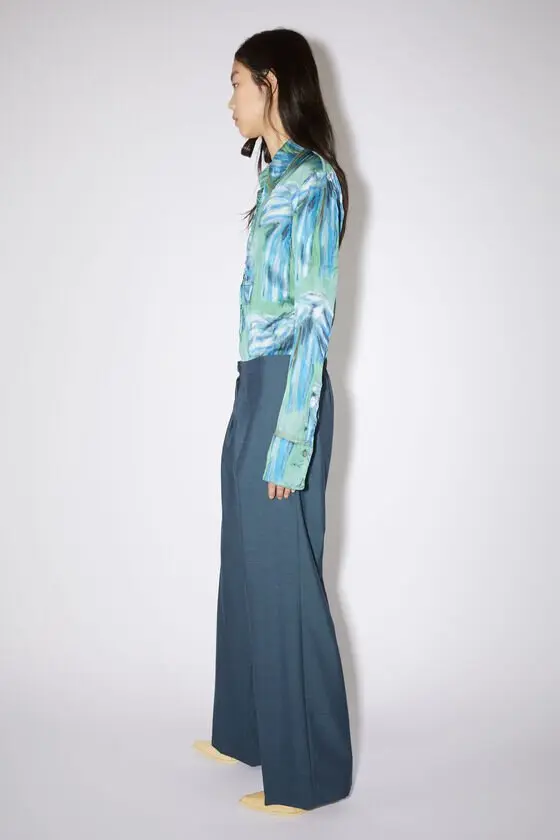 Acne Studios Wool Pleated Wide Leg Trousers