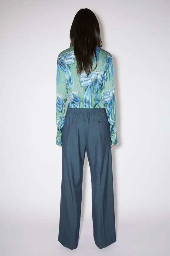 Acne Studios Wool Pleated Wide Leg Trousers