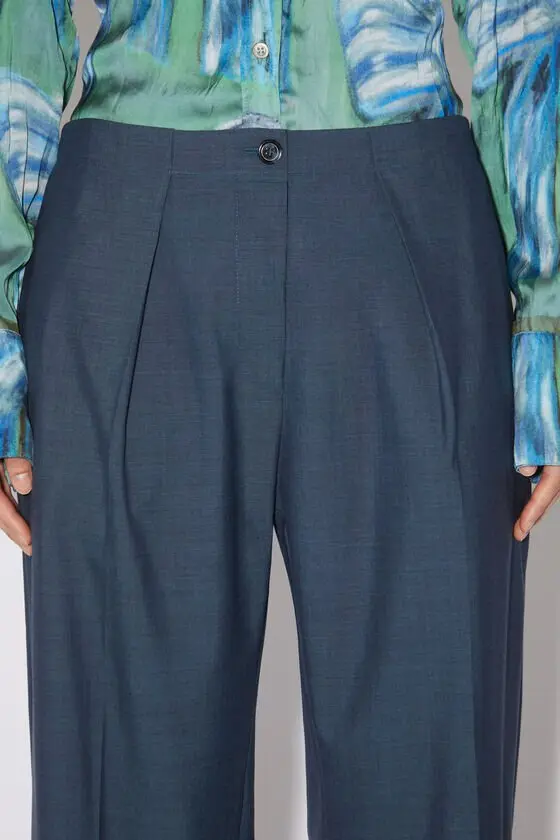 Acne Studios Wool Pleated Wide Leg Trousers