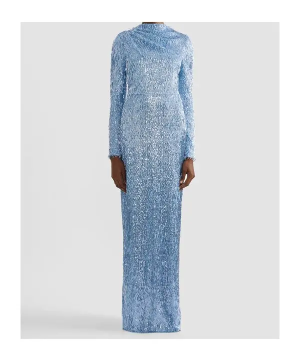 Erdem Sequin Long-sleeve Maxi Gown