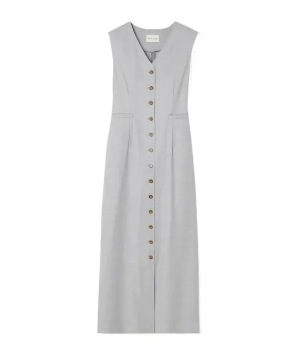Loulou De Saison Idika Wool Midi Dress - Gray