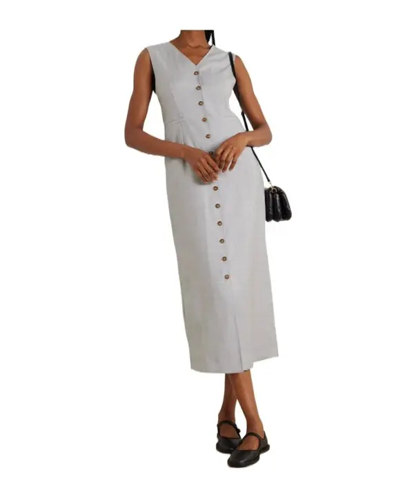 Loulou De Saison Wool Midi Dress - Gray