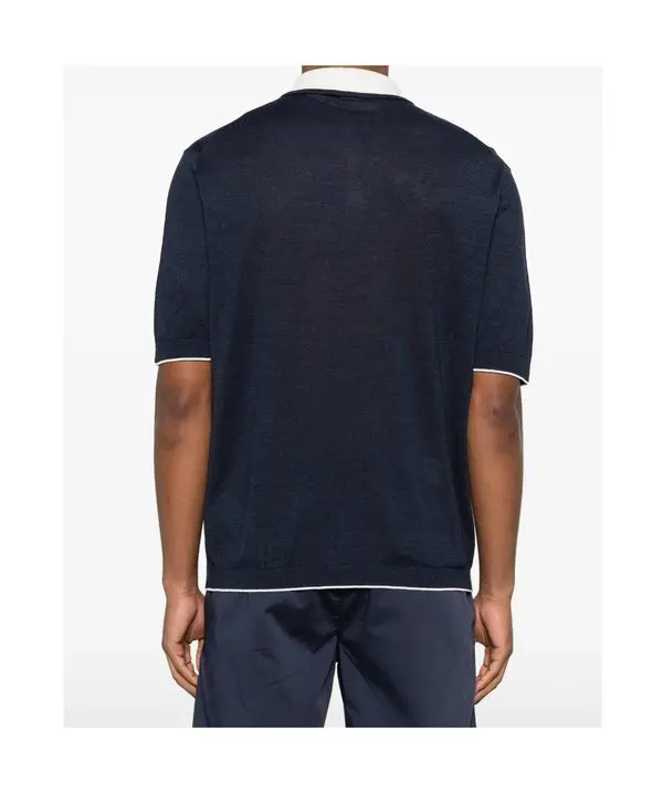 Eleventy Contrast Collar Knitted Polo Top