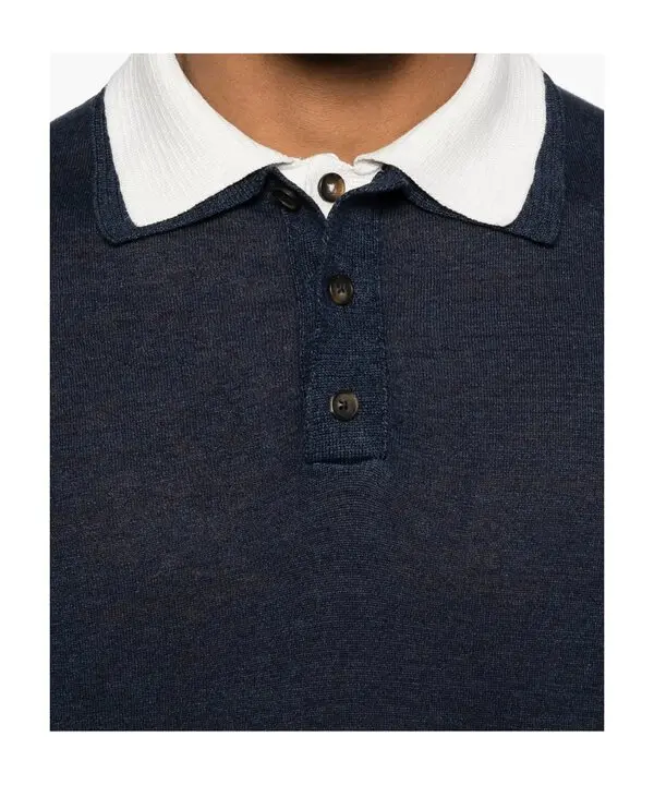 Eleventy Contrast Collar Knitted Polo Top