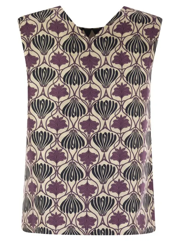 Max Mara Sleeveless Crew Neck Printed Blouse