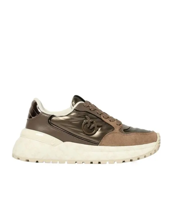 Pinko Metallic Paneled Chunky Sole Sneakers - Brown