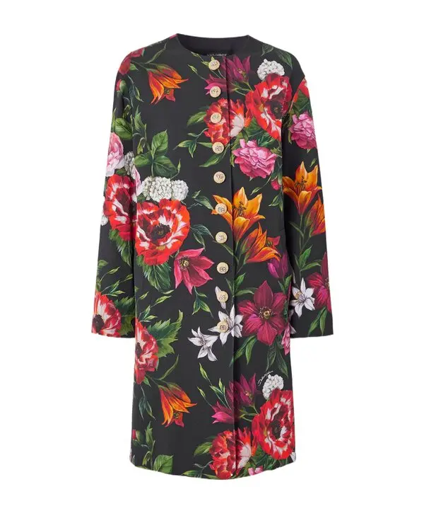 Dolce & Gabbana Floral Print Long Sleeve Coat
