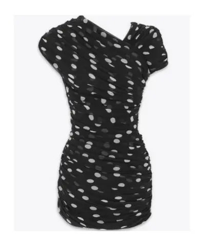 Saint Laurent Ruched Asymmetrical Dress