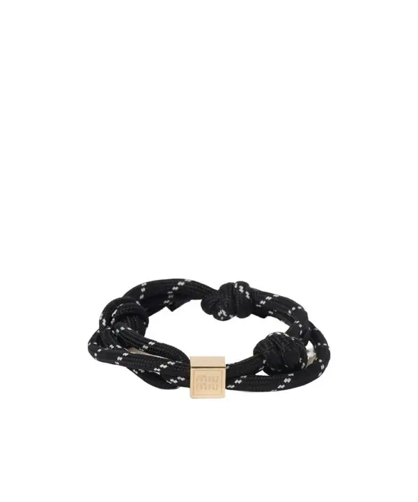 Miu Miu Logo-engraved Rope Bracelet - Black