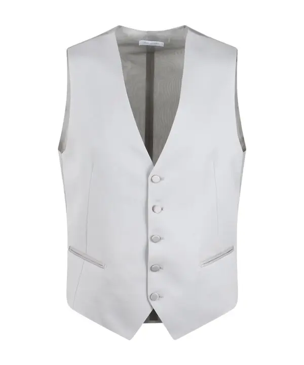 Tagliatore V-neck Buttoned Tailored Waistcoat - White