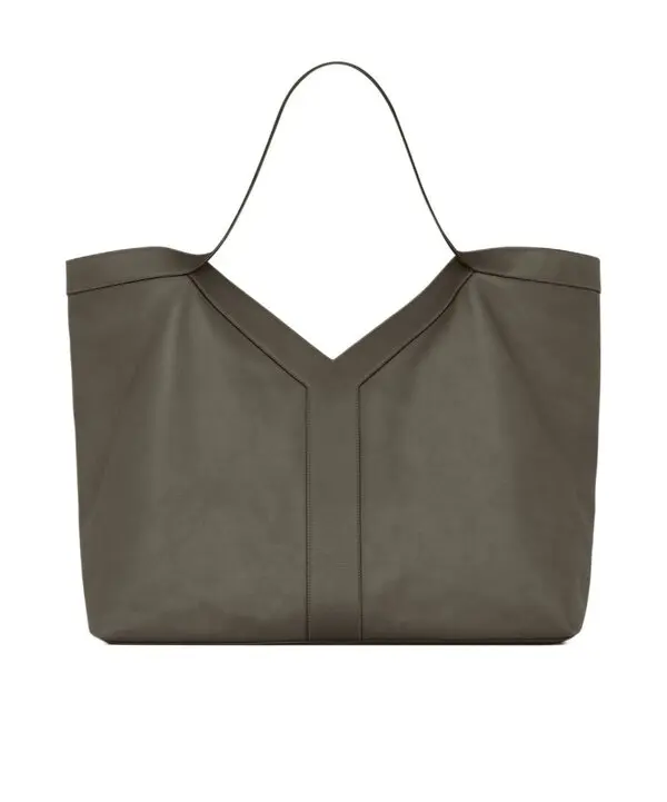 Saint Laurent Y Giant Tote In Smooth Leather - Green