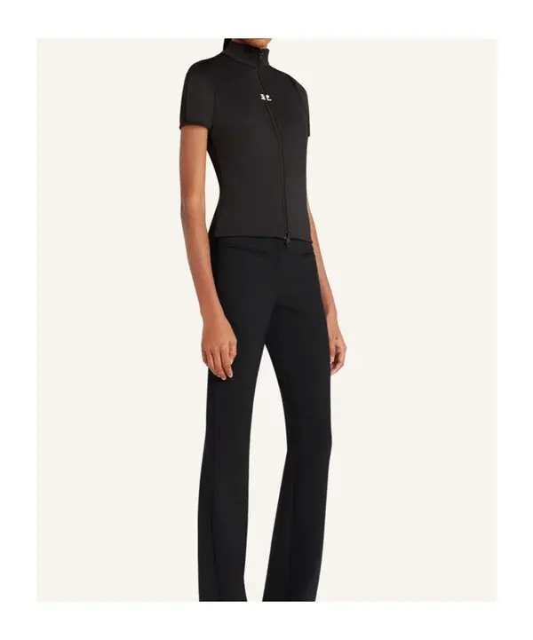 COURREGES Courrèges High-neck Zip-up Top With Logo Detail - Black