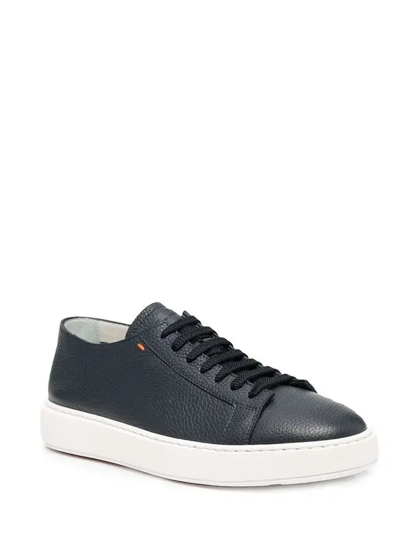 Santoni Round Toe Lace-up Sneakers - Black