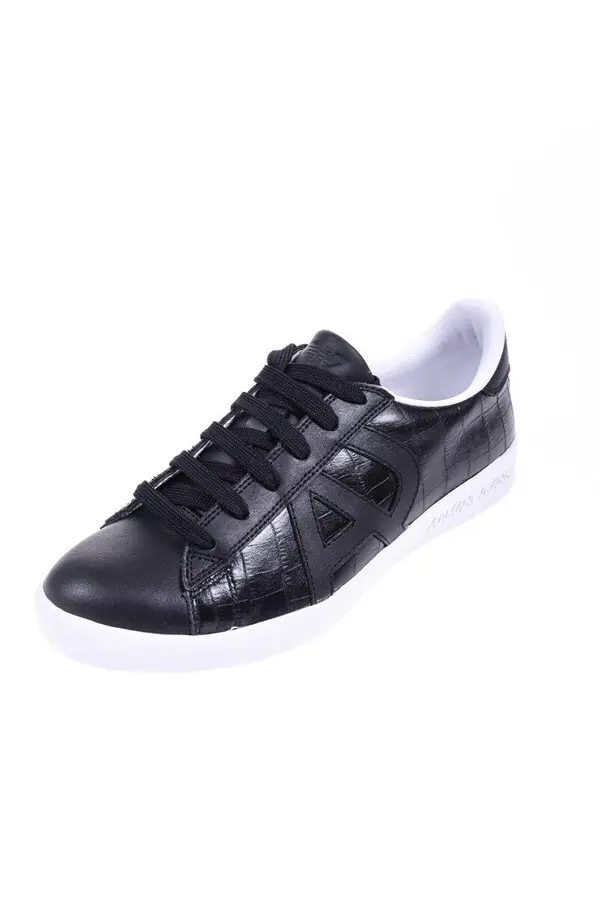 Emporio Armani Leather Croc Effect Sneakers