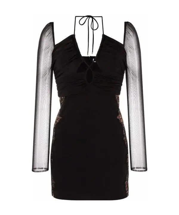 SELF-PORTRAIT Jersey And Lace Mini Dress - Black
