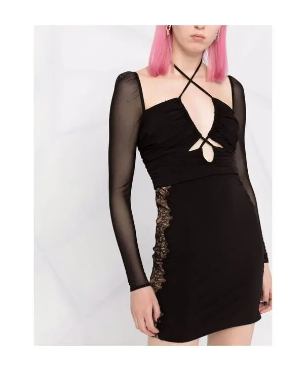 SELF-PORTRAIT Jersey And Lace Mini Dress