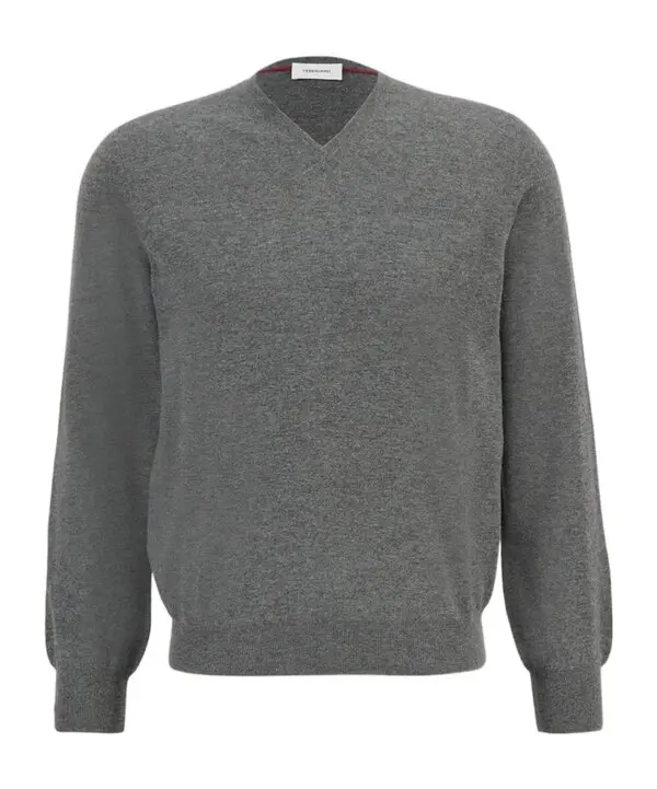 FERRAGAMO V-neck Knitted Jumper - Gray