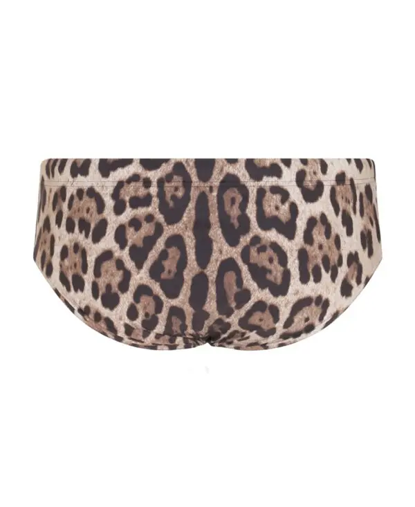Dolce & Gabbana Leopard Print Swim Briefs With Rope Waist - Nude