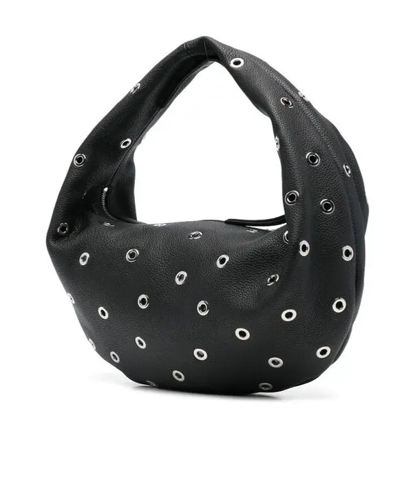 Khaite Medium Olivia Eyelet Detailed Hobo Bag - Black
