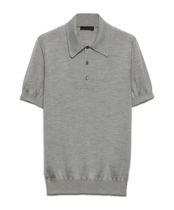 Prada Short-sleeved Knitted Polo Shirt - Marble Grey