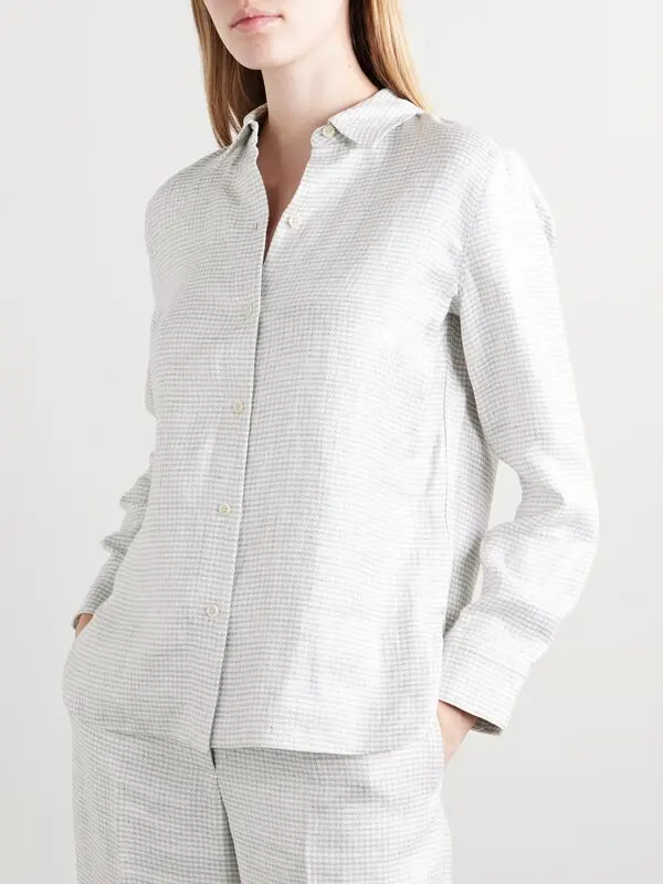 Theory Houndstooth Linen Blend Shirt