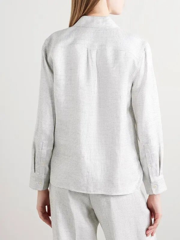 Theory Houndstooth Linen Blend Shirt