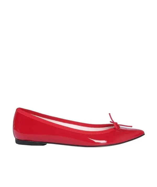 Repetto Brigitte Patent Leather Pointed Toe Ballet Flats - Red