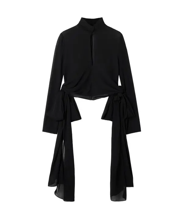 Alaïa Long-sleeved Top With Knot Detailing - Black